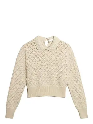 GOLDEN GOOSE Pearl Embellished Knit Top - Nude