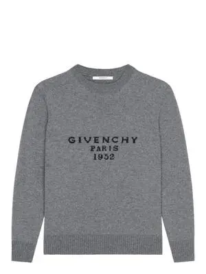 Givenchy Wool Cashmere Sweater With Signature Jacquard - Slate Blend