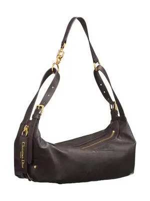 Dior Medium D-journey Bag In Shiny Grained Calfskin - Black