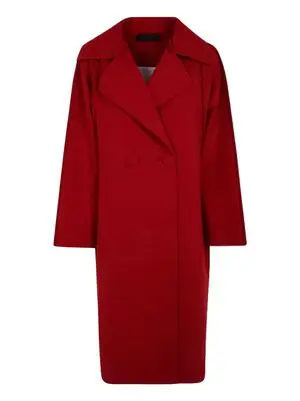 MARIA CALDERARA Double Breasted Felt Coat - Rubyred