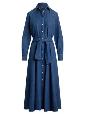 Polo Ralph Lauren Belted Midi Shirt Dress - Blue