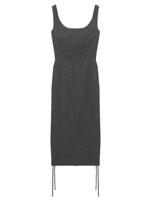Alexander McQueen Sleeveless Corset Detail Pinstripe Pencil Dress - Grey