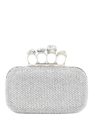 Alexander McQueen Crystal Embellished Knuckle Clutch - Silver