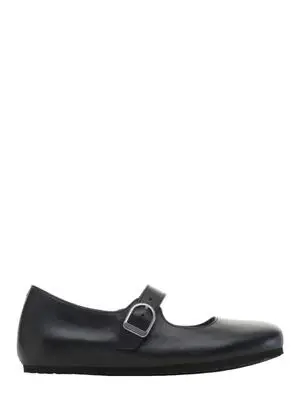 BIRKENSTOCK Round Toe Ballet Flats With Adjustable Buckle - Black