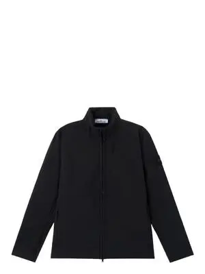 Stone Island Zip-up Jacket With Stand Collar - Black