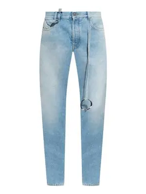 Attico The Ring Embellished Tapered Leg Jeans - Gray