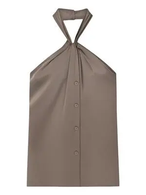 Nanushka Neline Draped Satin Halter Top - Gray