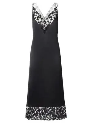 Fendi Silk And Lace Midi Dress - Black