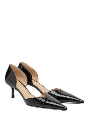 Victoria Beckham Crocodile-effect Leather High Heels - Black