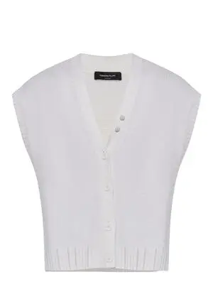 Fabiana Filippi V-neck Knitted Sleeveless Cardigan - White