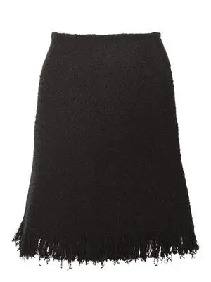 Chloé Bouclé Mini Skirt With Fringe Hem - Black