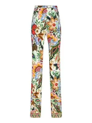 Etro High-waist Floral-printed Straight-leg Trousers - Multicolor