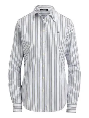 Ralph Lauren Striped Embroidered Logo Shirt - Blue
