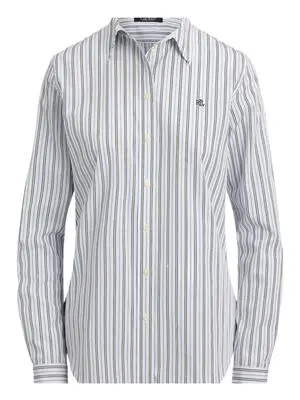 Ralph Lauren Striped Embroidered Logo Shirt - Blue