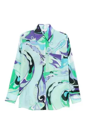 Emilio Pucci Emilio Pucci Orchid Print Long Sleeve Shirt Blue