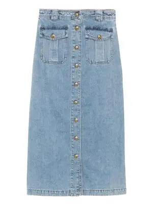 Zimmermann High-waisted Button-front Flap-pocket Pencil Skirt - Blue