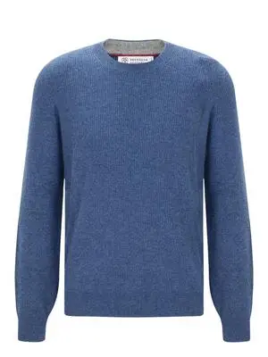 Brunello Cucinelli Crew Neck Long Sleeve Sweater - Blue