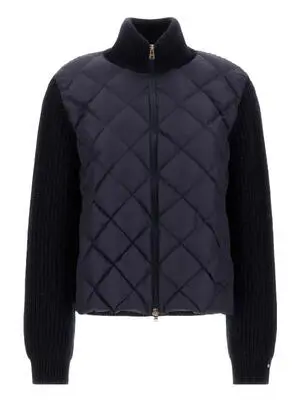 Herno Quilted Panelled Zip-up Cardigan - Navy