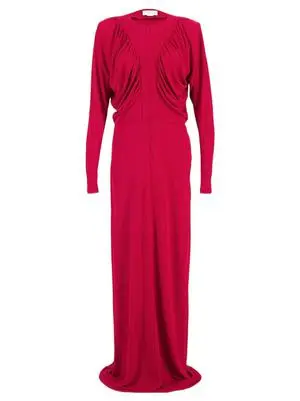 Stella McCartney Draped Long-sleeve Gown - Raspberry Color