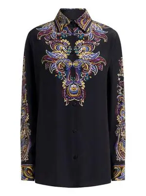 Etro Silk Paisley Print Shirt - Black