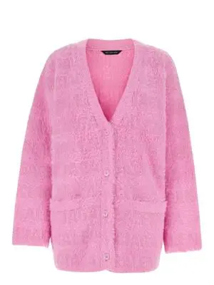Balenciaga V-neck Oversized Knit Cardigan - Pink