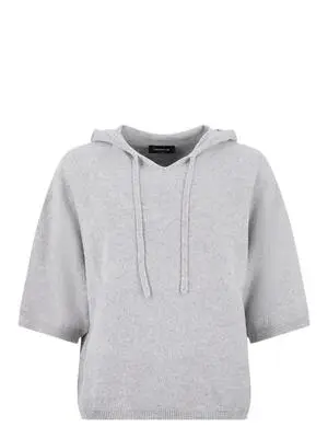 Fabiana Filippi Ribbed Knit Drawstring Hooded Sweater - Granite