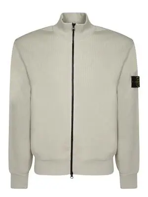 Stone Island Ribbed Stand-collar Zip-up Cardigan - Sand-colored