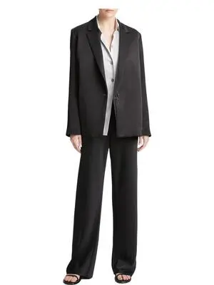 Vince Single-breasted Satin Blazer - Black
