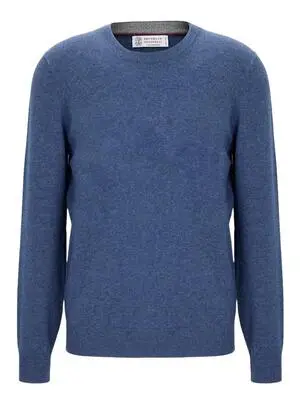 Brunello Cucinelli Long-sleeved Sweater With Crew Neck - Blue