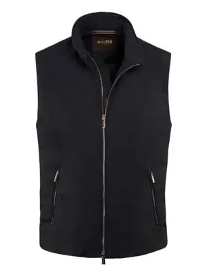 MOORER Sleeveless Vest With Stand Collar And Zip-up Closure - Black