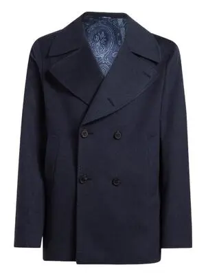 Etro Cashmere Cloth Pea Coat - Black