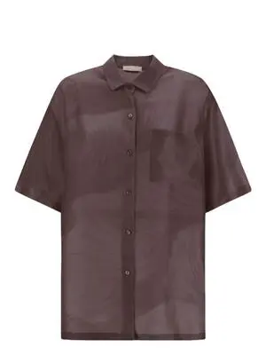 Herno Pure Silk Floral Print Resort Shirt - Dark Chocolate