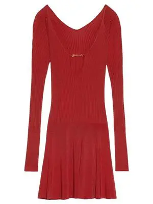 Jacquemus Long-sleeve Scalloped Mini Dress - Red