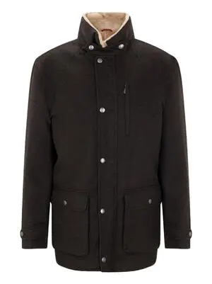 Brunello Cucinelli High-necked Long-sleeved Cotton Coat - Black
