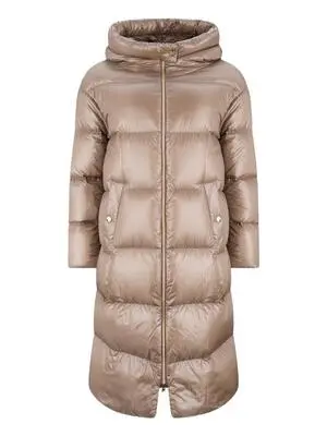 Herno Long-sleeved Hooded Down Jacket - Tortora