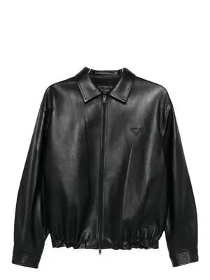 Prada Nappa Leather Zip-up Jacket - Black