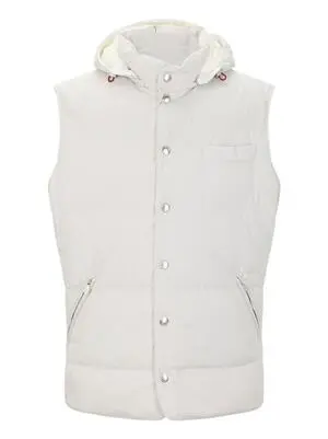 Brunello Cucinelli Sleeveless Padded Jacket With Detachable Hood - No
