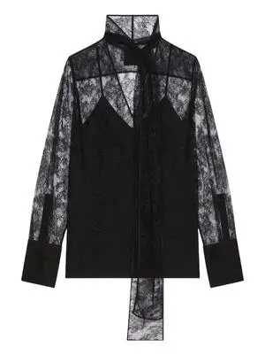 Givenchy Lace Blouse With Lavalliere Detail - Black