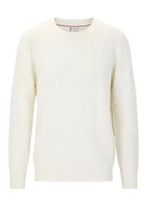 Brunello Cucinelli Long-sleeved Crew Neck Sweater - White