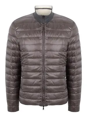 Herno Quilted Cotton Zip-up Jacket With Stand Collar - Gray