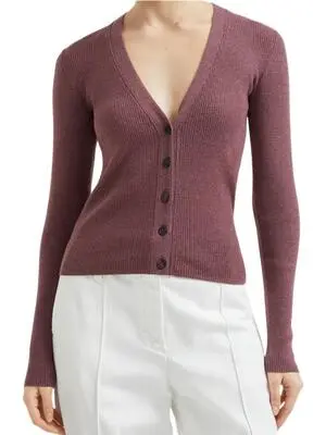 Brunello Cucinelli V-neck Cardigan With Button Closure - Red