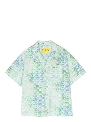 Off-White Logo-print Cotton Shirt - Blue