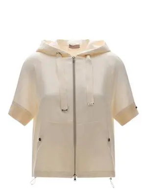 Herno Hooded Zip-front Jacket With Drawstring And Pockets - Nude