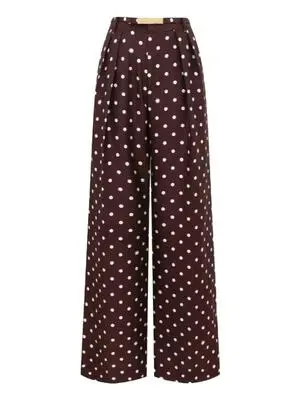Zimmermann Polka Dot Wide Leg Trousers - Black
