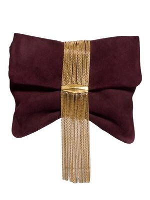 JIMMY CHOO Mini Suede Shoulder Bag With Gold Tone Chain - Brown
