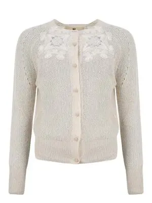 ERMANNO SCERVINO Ermanno Scervino Openwork Embroidered Cashmere Knit Cardigan