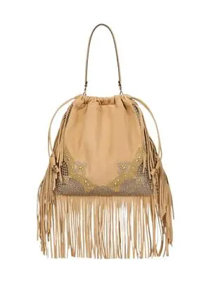 Etro Embellished Suede Shoulder Bag - Nude