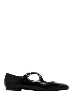 STUART WEITZMAN Stuart Weitzman Black Patent Leather Mary Jane Ballet Flats Black