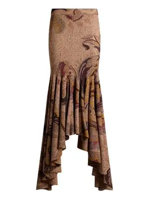 ETRO Etro Ribbed Wool Maxi Skirt With Floral Motif