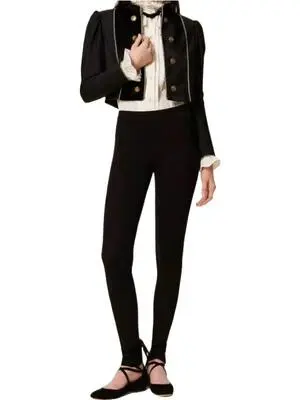 TWINSET Velvet-trimmed Puff-sleeve Jacket - Black